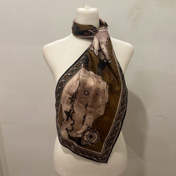 Ellen Tracy | Accessories | Vtg 8s Ellen Tracy Old World Map Scarf ...